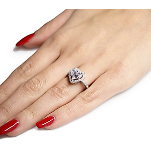 CloseoutWarehouse Cubic Zirconia Designer Inspired Heart Center Ring Sterling Silver Size 12