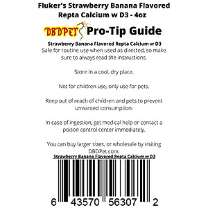 DBDPet Fluker's Repta Strawberry-Banana Flavored Calcium with Vitamin D3 (4oz) - Includes Attached Pro-Tip Guide