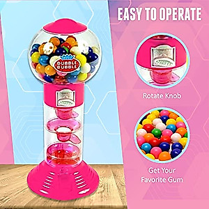 PlayO 10.5" Gumball Machine for Kids, Spiral Style Candy Dispenser for Gifts, Parties or Events - Bubblegum Machine w/Gumb Balls Included