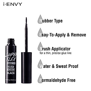 KISS i-Envy Super Flex Brush Eyelash Adhesive Rubber Type Black 0.176 oz KPEG07
