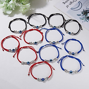 Evil Eye Bracelet for Women Men Lucky Bracelets Handmade Macrame Braided Bracelet Adjustable Family Friend Couple Protection Bracelet(Elephant,Blue) (AMX2X0BQTHUS)