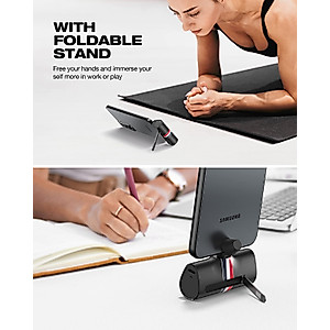 VIYISI Portable Charger USB C - 5000mAh 20W PD Fast Charging Battery Pack with Stand - LED Display Small Power Bank Compatible with iPhone 15 Pro Max Plus,Samsung Galaxy,Android Phones etc -Black