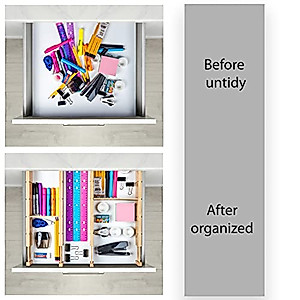 Bamboo Drawer Dividers Set of 4, Expandable Drawer Organizer, Utensil Drawer Organizer, Dresser Drawer Divider, Drawer Separators, Adjustable Drawer Divider with Secure Hold and Protective Padding