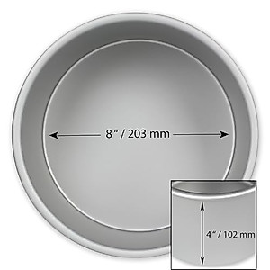 PME Professional Aluminum Baking Pan Round 8 x 4, 8-Inch, Silver