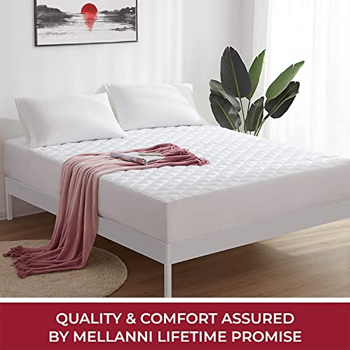 Mellanni Extra Deep Pocket Sheet Set + Waterproof Mattress Pad Bundle&Save - Bundle Includes: 4pcs Extra Deep Pocket Sheets up to 21" and Waterproof Mattress Pad 21" (King, White)