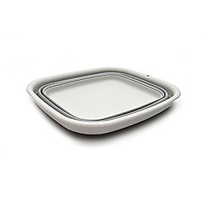 SAMMART 9.45L (2.5 Gallon) Collapsible Tub - Foldable Dish Tub - Portable Washing Basin - Space Saving Plastic Washtub (Grey, M)