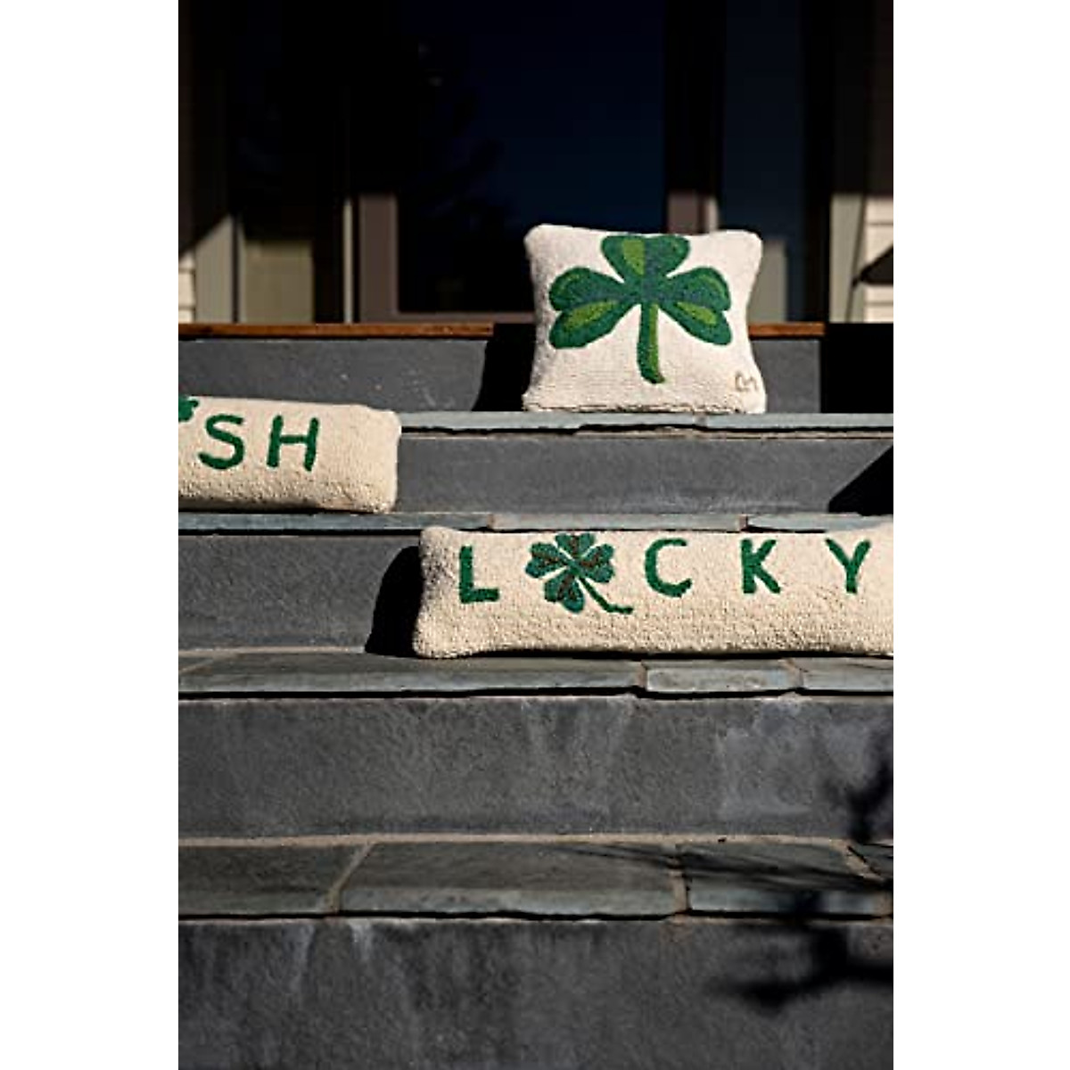 Chandler 4 Corners Artist-Designed Irish Clover Hand-Hooked Wool Decorative Throw Pillow (8” x 24”) St Patrick's Pillow for Couches & Beds-Easy Care, Low Maintenance St Patty's Day Shamrock Pillow