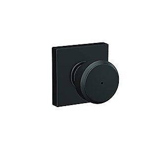 SCHLAGE F40 BWE 622 COL Bowery Knob with Collins Trim Bed & Bath Privacy Door Lock, Matte Black
