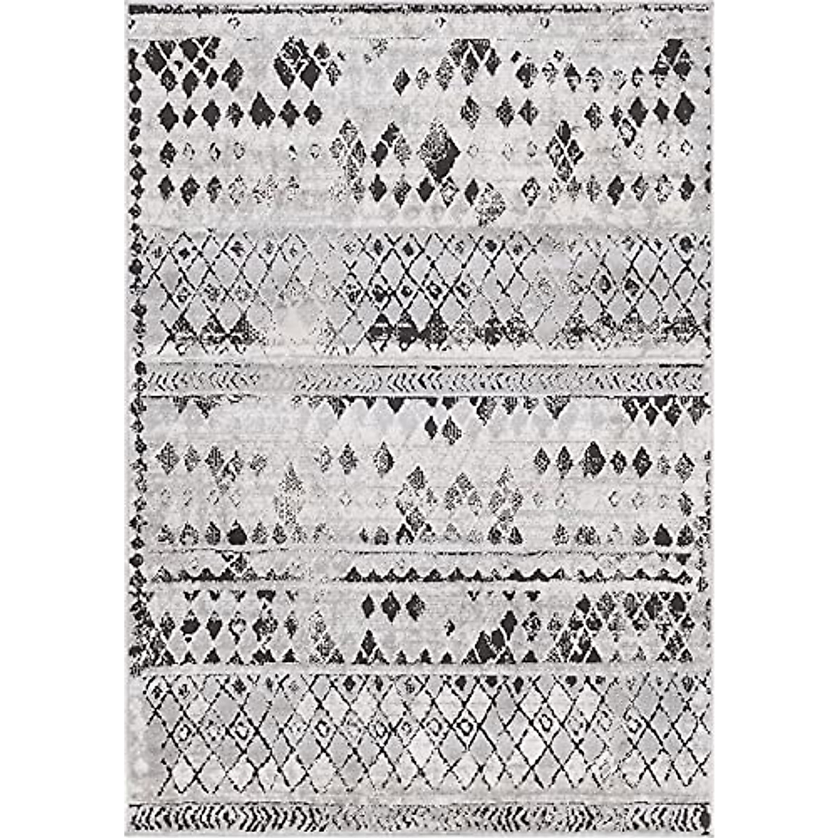 Rugs.com Leipzig Collection Area Rug – 4' x 6' Gray Low-Pile Rug Perfect for Entryways, Kitchens, Breakfast Nooks, Accent Pieces