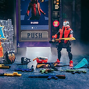 Fortnite Vending Machine, Features 4 Inch X-Lord Action Figure, Includes 9 Weapons, 4 Back Bling, and 4 Building Material Pieces