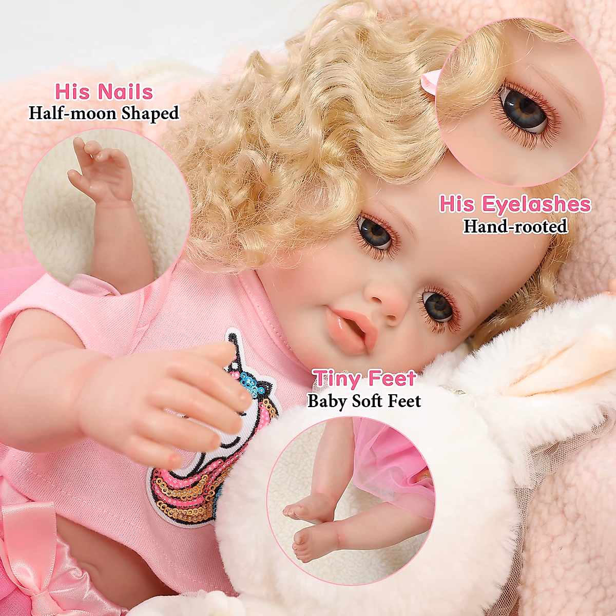 QARUQASE Lifelike Reborn Baby Dolls - 22inch Realistic Baby Doll Newborn Baby Dolls Full Vinyl Body Poseable Real Life Baby Dolls Girl with Hair for Kids Age 3+