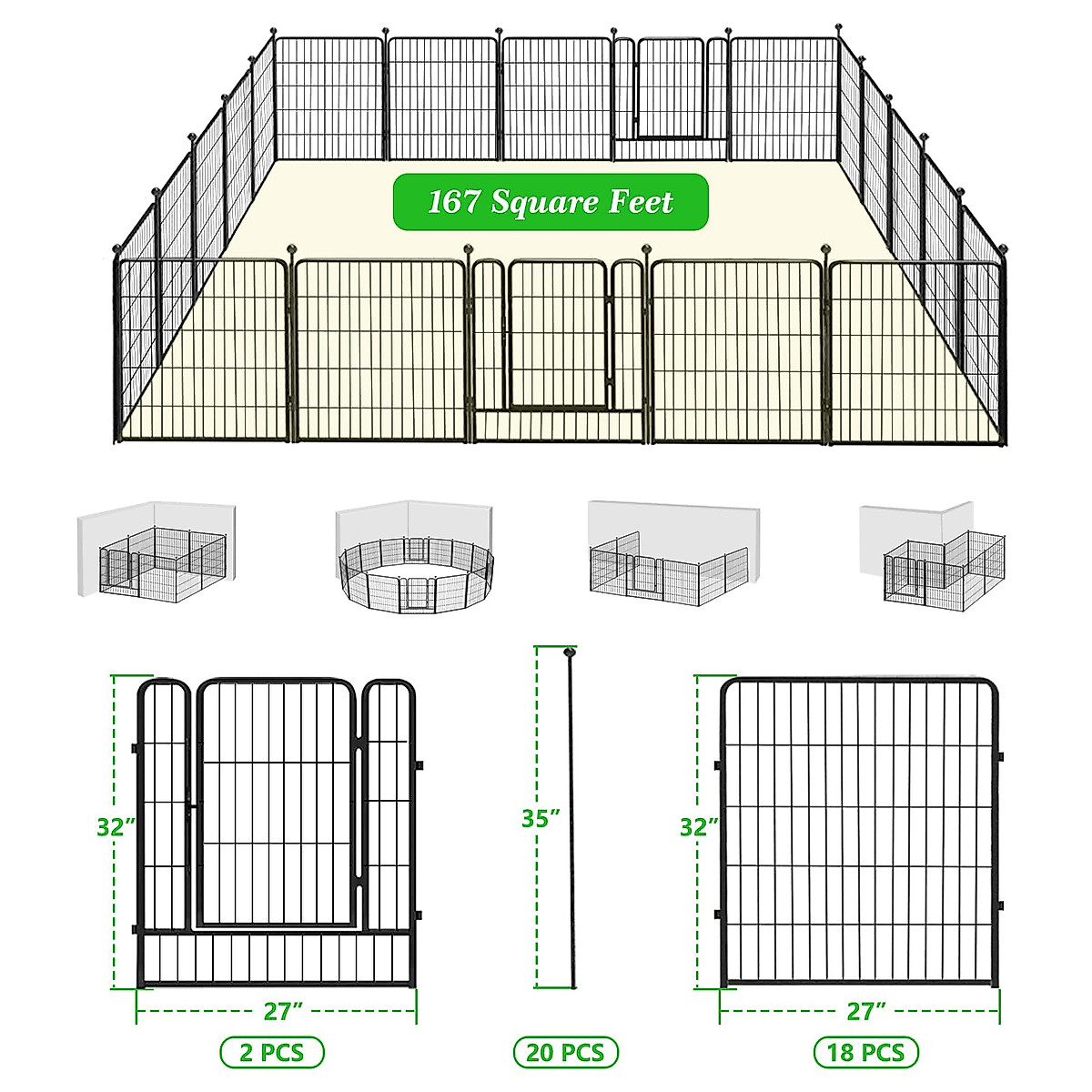 Decorative Garden Metal Fence 46ft (L)×32in(H) 20 Panels Heavy Duty Iron Wire Animal Barrier Temporary No Dig Fence Landscape Edging Privacy Fencing for Yard, Outdoor, Dog, Patio, Flower Bed