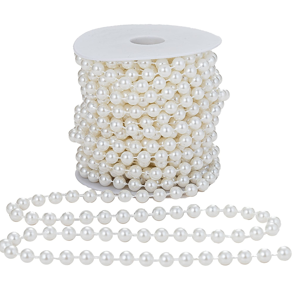 YoungJewl 8mm Crafts Faux Pearl Beads Garland Pearl Bead Roll Strand of Pearls to Decorate Floral Centerpieces Wedding Party Favor Christmas Tree(33 Feet Ivory)