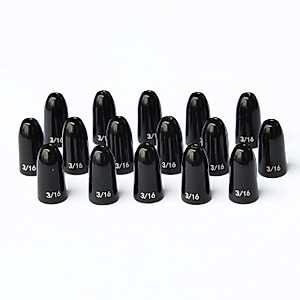 Alichino Flat Shiny Black Tungsten Worm weightsfor bass, Tungsten Bullet Sinker, Tungsten Fishing Weights (3/16oz, 16pcs)