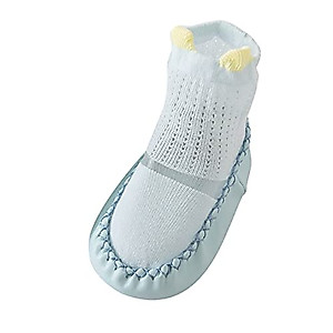 Lykmera Infant Toddler Shoes Toddler Shoes Ears Decoration Non Slip Breathable Socks Flip Flops Socks Shoes Walking Shoes (Blue, 0 Month)