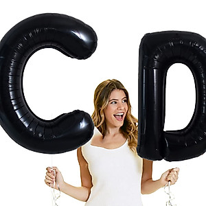 TONIFUL 40 Inch Large Black C Letter Balloons Jumbo Helium Balloons,Foil Mylar Big Alphabet Balloons for Birthday Party Anniversary Supplies Decorations
