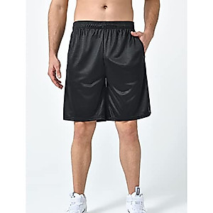 5 Pack: Mens Athletic Shorts, 9" Mesh Basketball Shorts Men Active Gym Shorts with Pockets (Set 1, Large)