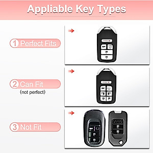 Pangpai Pink Key Fob Cover for Honda, Soft TPU Key Case Protection with Bling Keychain Fit for Honda Accord Civic CRV Pilot Odyssey Smart Key Holder