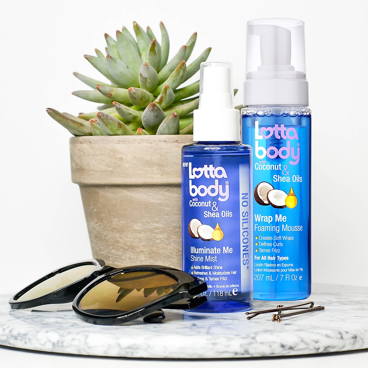 Lottabody Coconut Oil and Shea Wrap Me Foaming Curl Mousse , Creates Soft Wraps, Hair Mousse for Curly Hair, Defines Curls, Anti Frizz, 7 Fl Oz