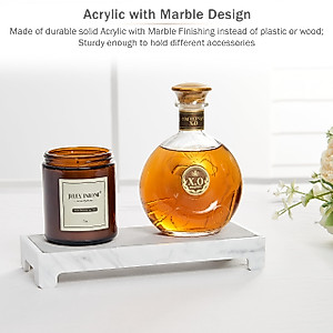 Salient Marble Instant Dry Sink Caddy under Organizer - Water-Absorbing Stone Tray for Kitchen/Bathroom, Fast-Drying Mat, Sponge and Soap Holder, 9.8in x 3.5in x 1.5in (White)