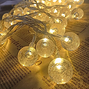 BLUU String Lights 34ft Outdoor 100 Led Crystal Globe Bulb 33 Feet Long String Lights 8 Lighting Modes, Waterproof Battery Powered Patio Lights for Garden Yard Porch Wedding Party Decor