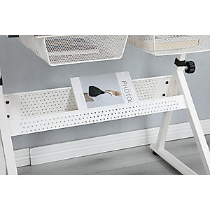 Seed Spring Adjustable Tempered Glass Drafting Printing Table, Modern Design Drafting Table Desk with Chair, Solid Construction, White Printing Desk with Storage Space for Home Office School