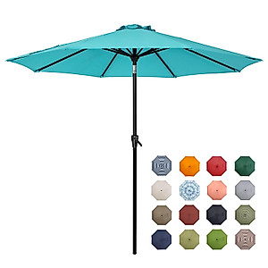 Tempera 10ft Patio Market Outdoor Table Umbrella with Push Button Tilt and Crank,Large Sun Umbrella with Sturdy Pole&Fade Resistant Canopy,Easy to Set, Turquoise