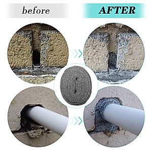 60FT Steel Wool Fill Fabric Roll, Coarse Wire Wool Hardware Cloth DIY Kit, Gap Blocker to Keep Annoying Animals Away from Holes/Wall Cracks/Siding/Pipeline/Vents in Workshop/House/Garage