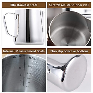 Seninhi Milk Frothing Pitcher Jug Coffee Spoons Frother Steamer Cup Foam Making - Suitable for Espresso - Latte Art Chai Cappuccino Hot Chocolate - Stainless Stee