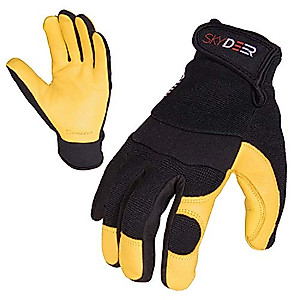 SKYDEER High-Performance HydraHyde Gardening Leather Work Gloves with Soft Deerskin Leather Palm and Water-Resistance Back for Men and Women (SD2250/L)