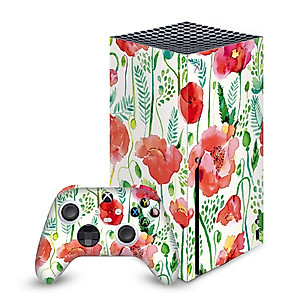 Head Case Designs Officially Licensed Ninola Red Flower Art Mix Vinyl Sticker Gaming Skin Decal Cover Compatible with Xbox Series X Console and Controller Bundle