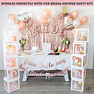 96 PC Bridal Shower Decorations Balloon Boxes White- Transparent Block with BRIDE TO BE + GROOM + A - Z Letters and 40 Balloons- Engagement Bachelorette Parties Weddings Centerpieces Photo Booth Props