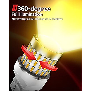 Torchbeam T20 7443 7440 LED Turn Signal Light Bulbs 7444NA 7442NAK, Amber Yellow W21W 7441 7444 LED Bulbs with Projector Replacement for Parking Front Rear Turn Signal Lights