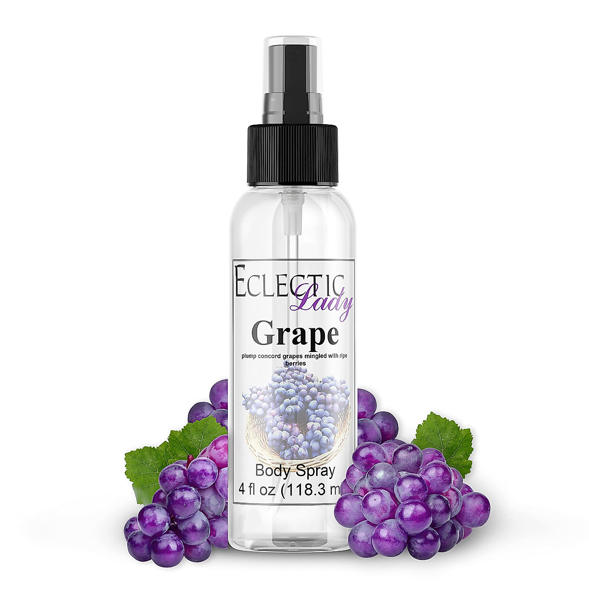 Eclectic Lady Original Strength Grape Body Spray - Paraben-Free, Phthalate-Free, Made With Vegetable Glycerin, Fresh & Juicy Grape Fragrance, Handcrafted in USA (4 oz)