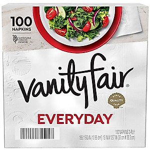 Vanity Fair Everyday Paper Napkins, 100 2-Ply Disposable Napkins