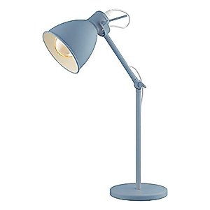 EGLO 204085A Priddy 17 inch Desk Lamp Plug-in Lighting for Living Room, Bedroom, Dorm, and Office, Pastel Light Blue