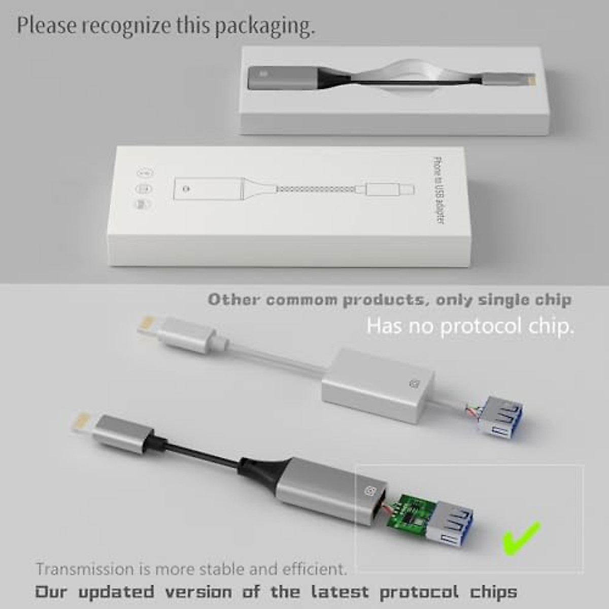 IVSHOWCO Lightning to USB Adapter [Apple MFi Certified], USB Camera Adapter for iPhone, iOS OTG Cable Adapter, Supports USB Flash Drive, Card Reader, Mouse, Keyboard