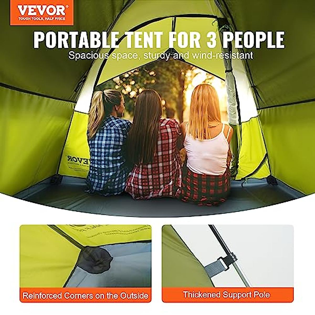 Vevor Camping Tent, 7 x 7 x 4 ft, Waterproof, Lightweight, Backpacking, with Door, for Outdoor Family Camping, Hiking, Hunting, Mountaineering Travel