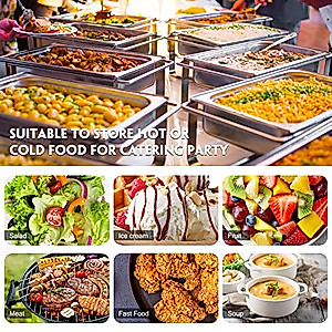 10 Pack Hotel Pans Stainless Steel Steam Table Water Pan 1/3 Size, 0.8 mm Thick Steam Pan Anti Warming Pans for Food Warmer Party Restaurant Catering Supplies, 12.8 x 6.9 Inch (6 Inch Deep)