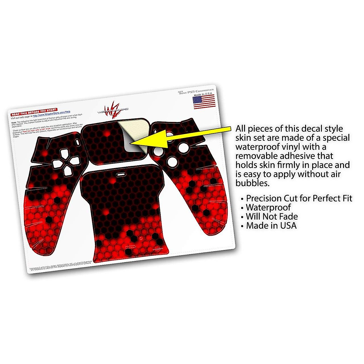 WraptorSkinz Skin Wrap compatible with Sony PS5 DualSense Controller HEX Red (CONTROLLER NOT INCLUDED)