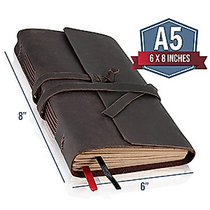 ThoughtSpace Journals Handmade Leather Journal for Women & Men - Prayer & Dream Journal for Women, Lined 6x8 Leather Bound Vintage Poetry Journal