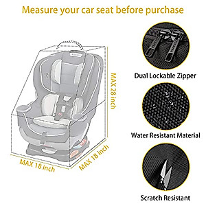 Padded Car Seat Travel Backpack Bag,Durable Large Backpack for Car Seats,Airport Gate Check Bag,Carseat Carrier Bag,Infant Seat Travel Bag with Padded Shoulder Strap,Travel Carseat Cover,Black