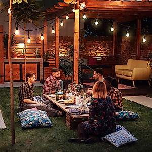 Honeywell 48 FT Outdoor String Lights, Commercial Grade Waterproof LED Patio Lights, 15 Plastic E26 Bulbs, Create Cafe Lighting Ambience in Your Backyard