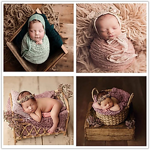 Coberllus Newborn Baby Photo Props Blanket Swaddle Ripple Wrap for Boy Girls Photography Shoot (Green)