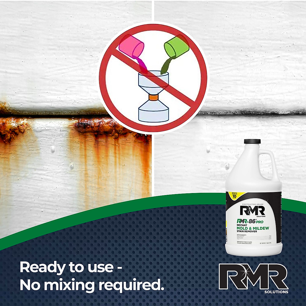 RMR-86 Pro Instant Mold Stain & Mildew Stain Remover - Contractor Grade Cleaning Solution, Professional Quality Formula, Odor Removal, 1 Gallon
