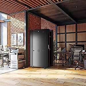 Server Rack - Locking Cabinet - Network Rack Cabinet Enclosure - 27U - Rack Mount - 32 Inch Deep - Server Cabinet - on Casters - Rack Shelf - Cooling Fan - Thermostat - Sysracks - SRF