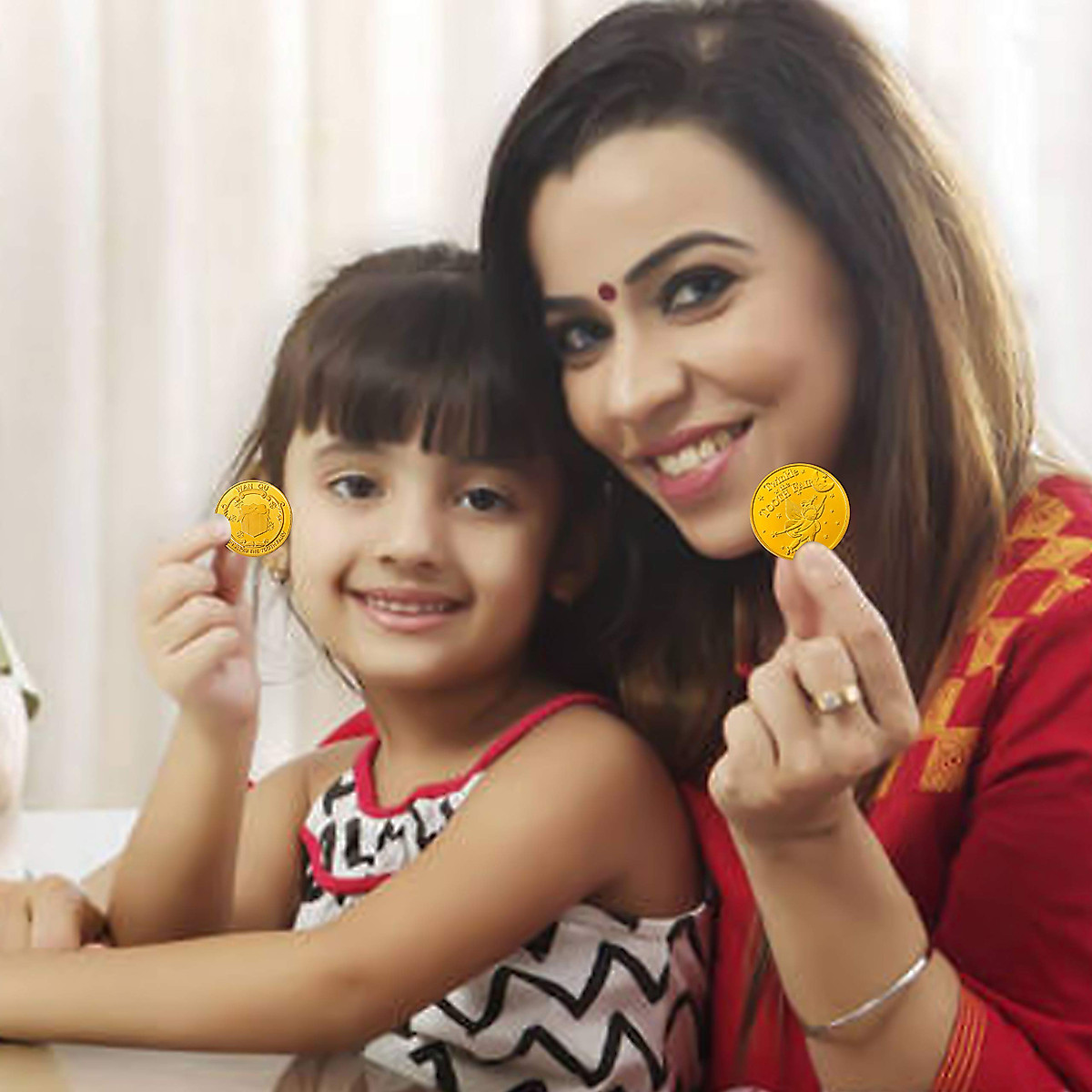 PROLOSO 8 Pcs Golden Tooth Fairy Coins Novelty Gift Coins Tooth Fairy Money for Lost Tooth Kids