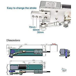 BEMONOC DIY Design DC 24V Linear Actuator Reciprocating Motor Stroke 70mm Adjustable+Switching Power Supply 110V-240V+PWM Speed Controller