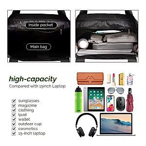 buringer HOMESPON Large Tote Bag with Pockets shoulder bag Lightweight for Travel Hiking Beach Gym