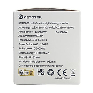 KETOTEK AC Current Voltage Amperage 6in1 Power Energy Monitor LCD Digital Display Voltmeter Ammeter AC 50.0-300.0V 100A Mini Multimeter Volt Amp Watt Meter with Current Transformer CT